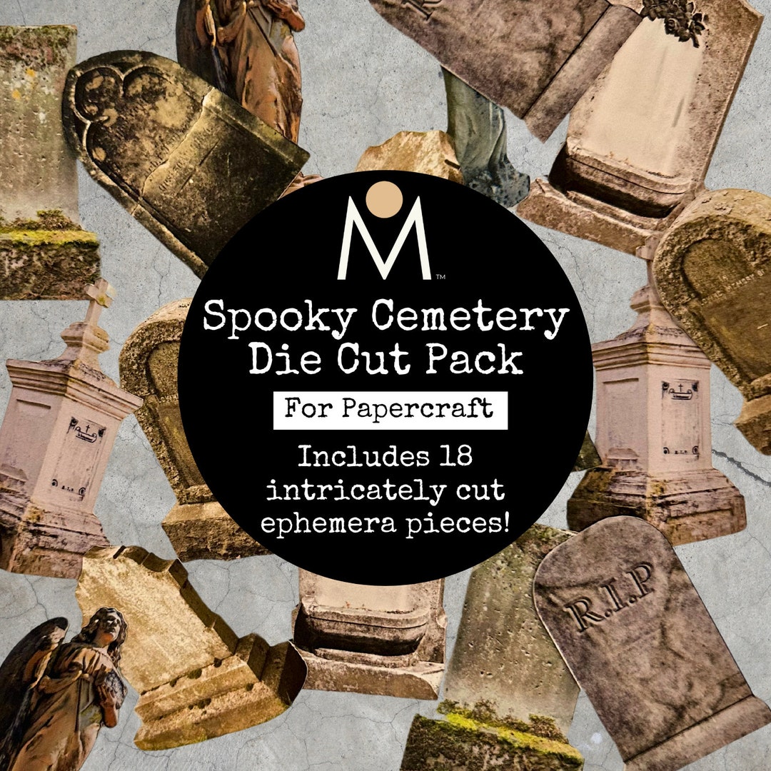 Pack of 18 Die Cut Tombstones and Cemetery Ephemera for Papercraft ...