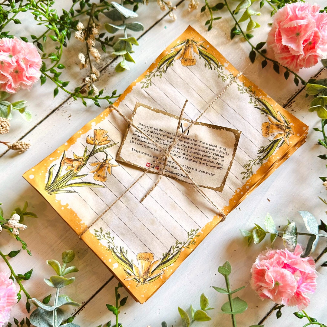 Handmade Letter Writing Papers With Cottagecore Daffodil Design ...
