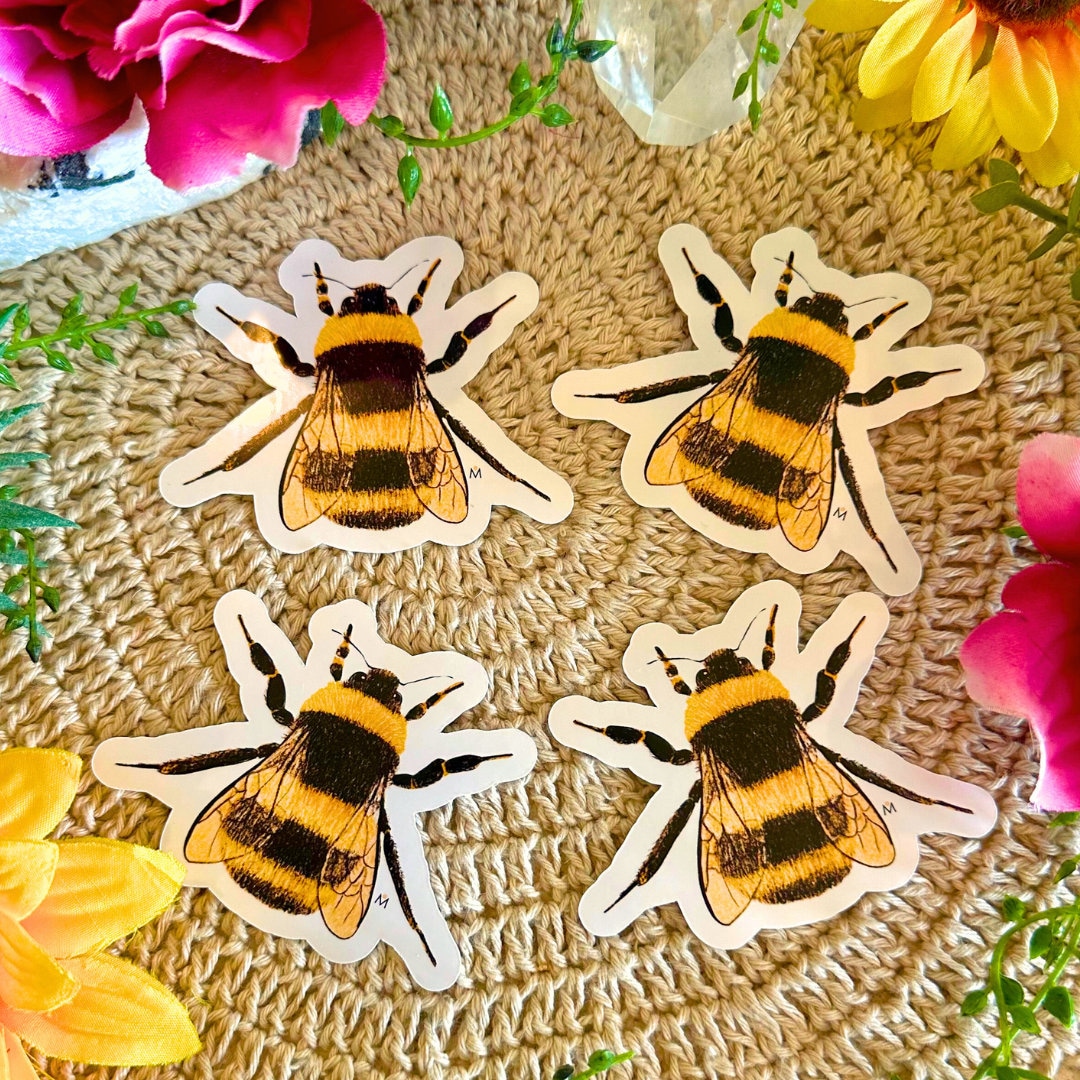 Cute Bumble Bee Sticker Pack, Glossy Vinyl Waterproof Material, Pack of ...