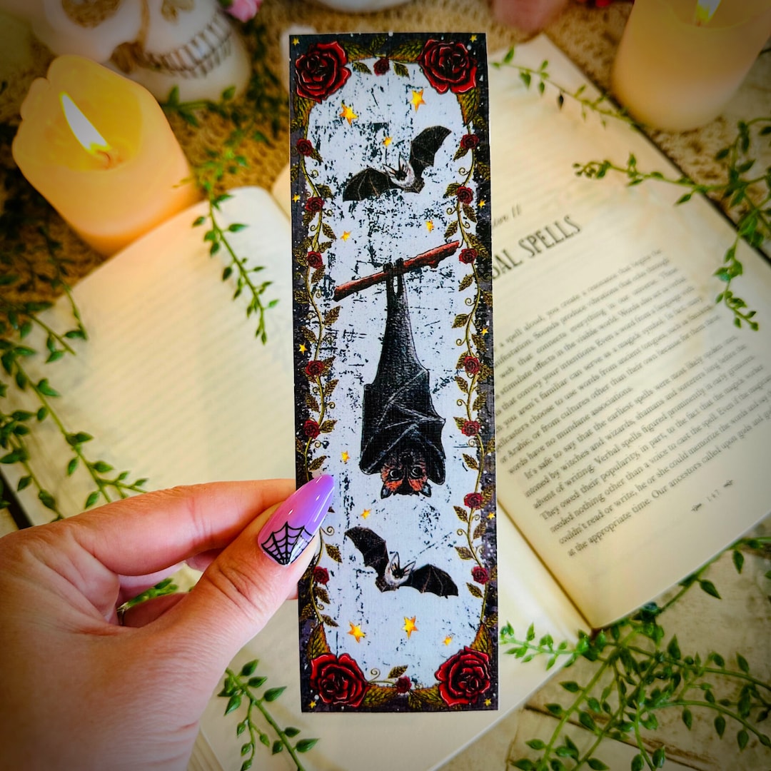 Spooky Bat Bookmark, Goth Dark Academia Vibes, Hand-illustrated ...