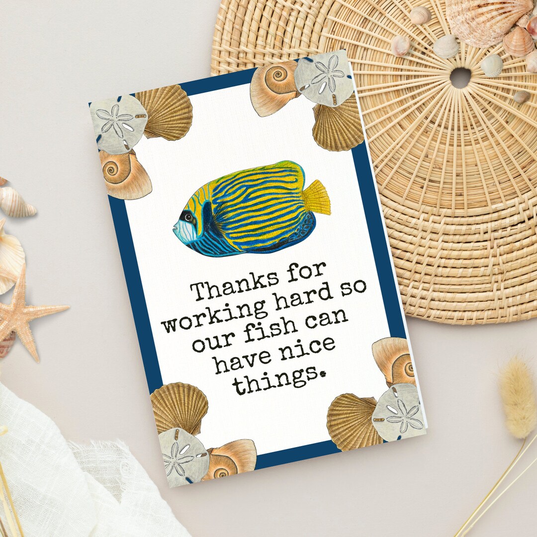 Funny Angelfish Thank You Card: Reef Keeper Gift, Hand-illustrated - Etsy