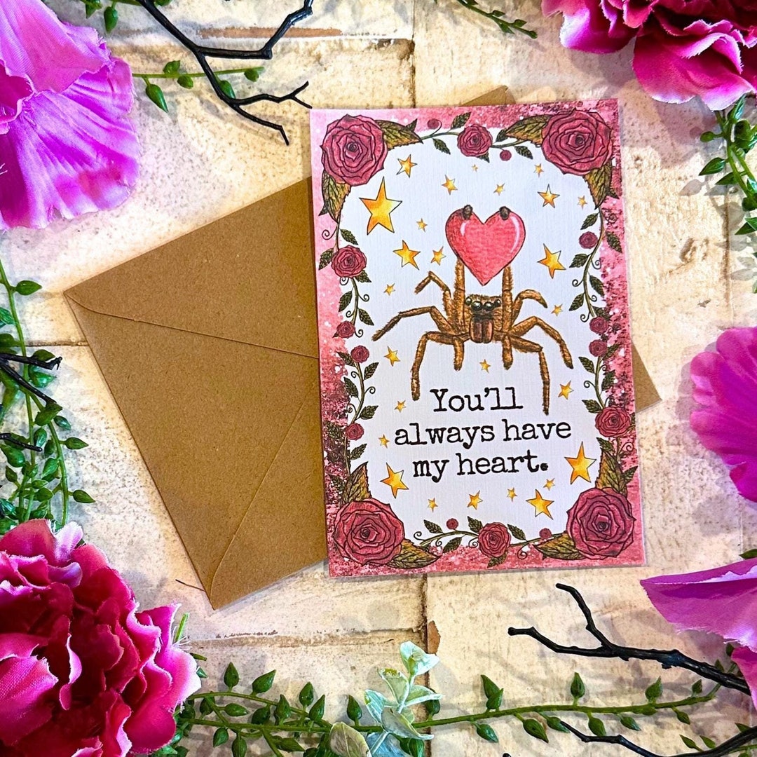 Funny Jumping Spider Valentine's Day Card: Fuzzy Spider Love - Etsy