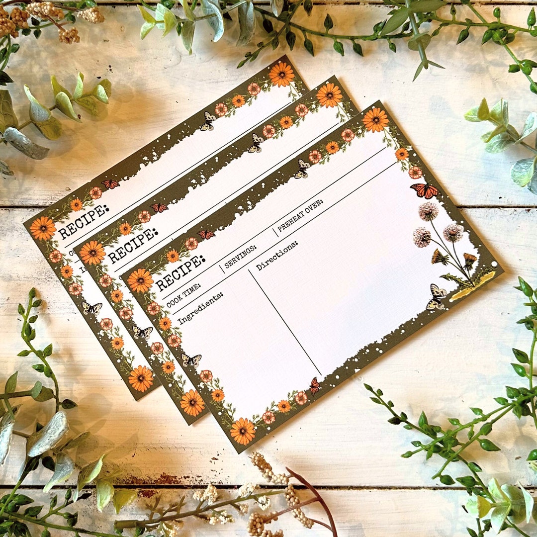 Cottagecore Recipe Cards: Hand-illustrated Dandelion Design, Set of 10 ...