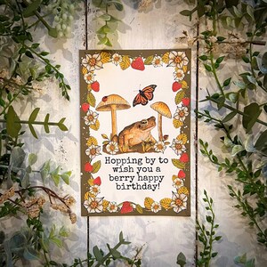 Comfy Cozy Toad and Mushroom Birthday Card, Cottagecore Forest Witch ...