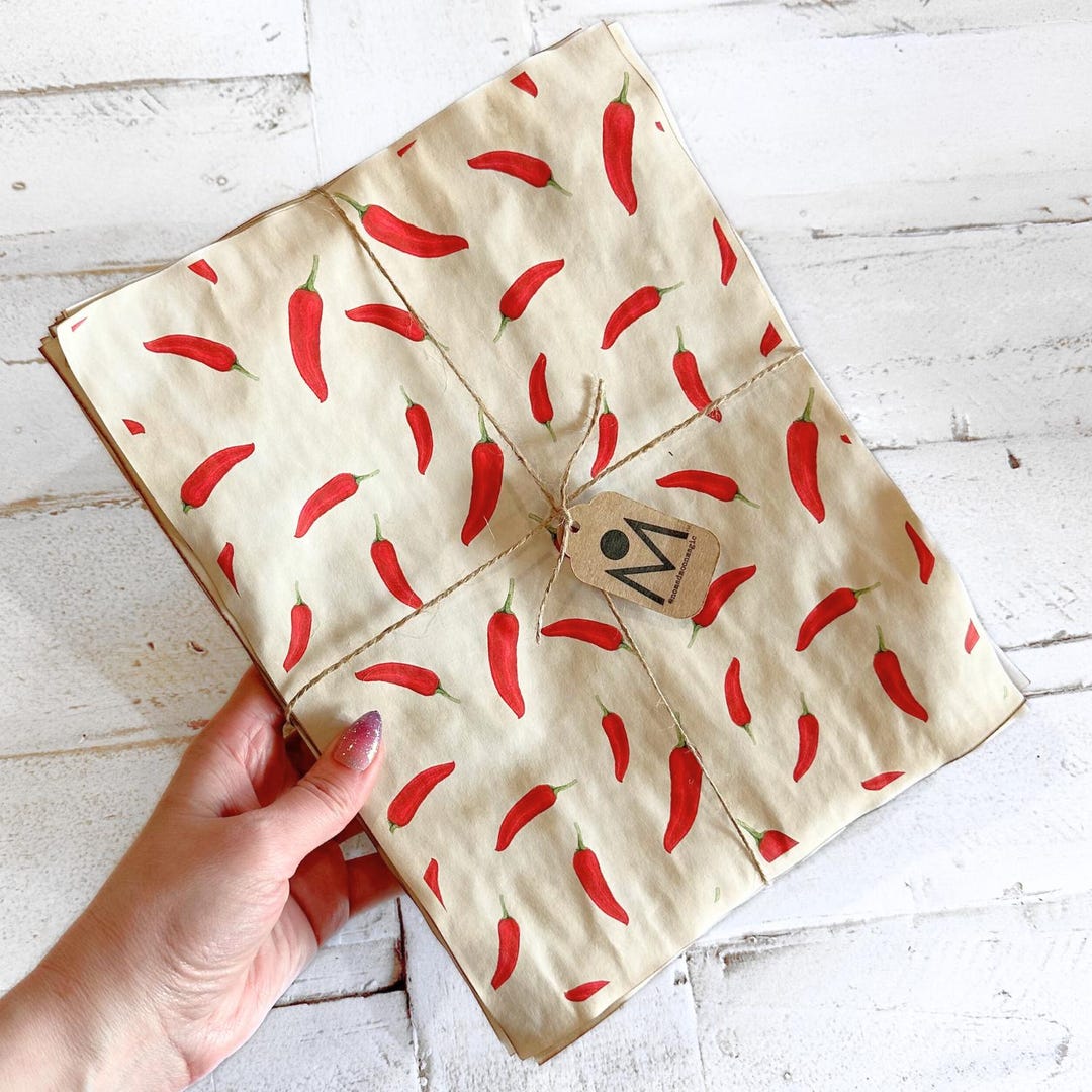 Pack of 20 Vintage Style Chili Pepper Pattern Coffee-dyed Papers, 8 ...