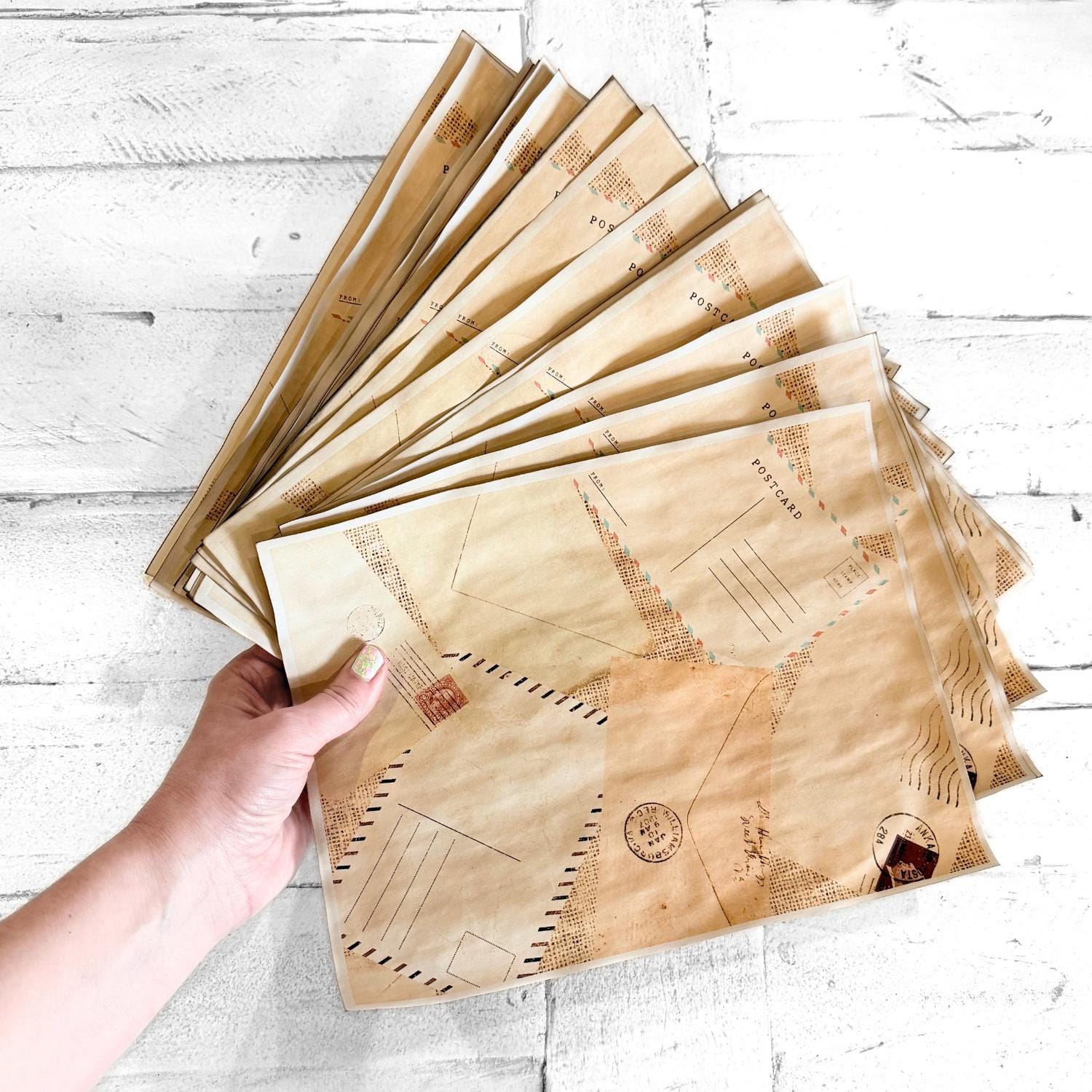 Pack of 20 Handmade Nomad Moon Magic Coffee-dyed Papers, Old Shabby ...