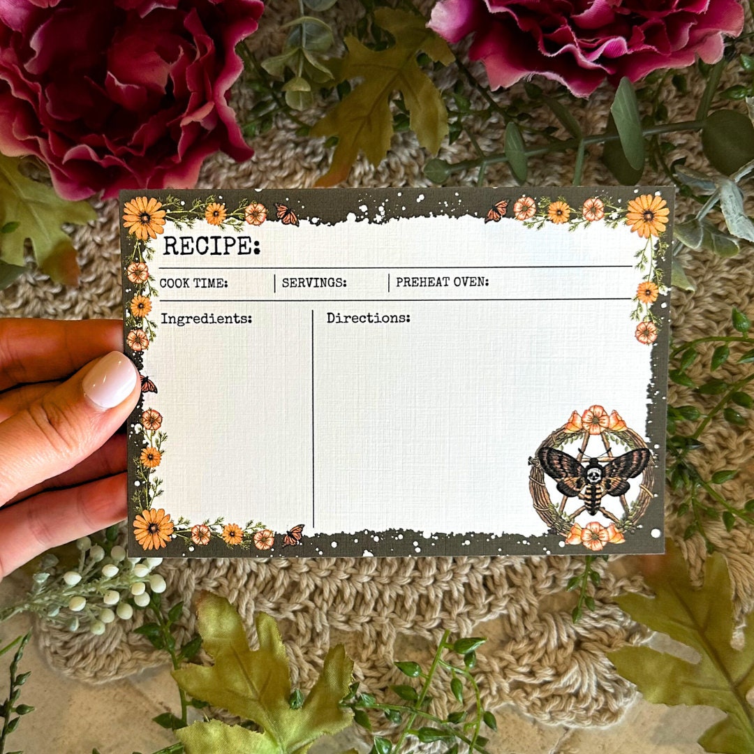 Set of 10 Handmade Witchy Recipe Cards With Death's Head Moth ...