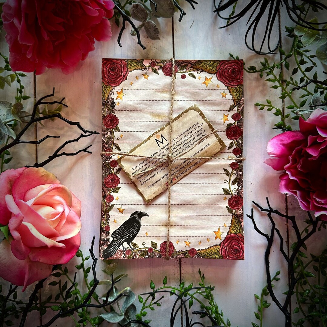 Handmade Letter Writing Papers With Witchy Raven Design, Vintage ...