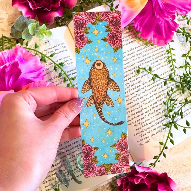Handmade Pretty Pleco Bookmark, Hand-illustrated, Gift for Reef Keepers ...