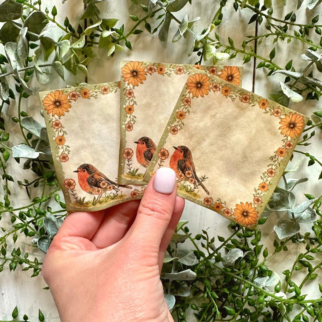 Handmade Cottagecore Note Paper Ephemera, 40-pack Coffee-dyed 3x3 in ...