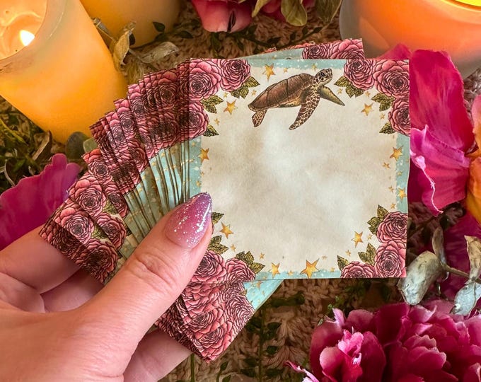 Handmade Smiling Sea Turtle Note Papers, 40-pack of Coffee-dyed 3x3 in ...