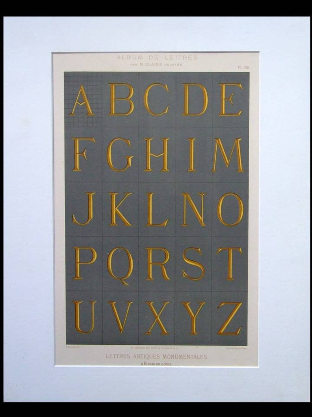 Rare LARGE French ALPHABET LITHOGRAPH - 1900 - Antique Typography ...