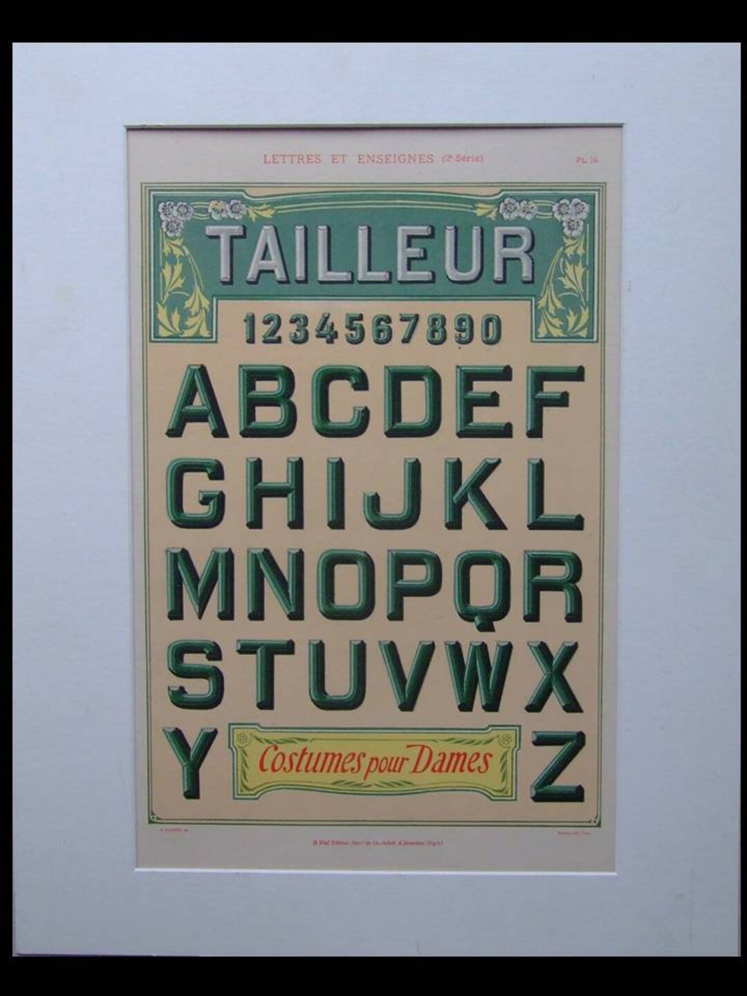 Rare FRENCH ART NOUVEAU Alphabet Lithograph With Tailor Signboard- 1905 ...