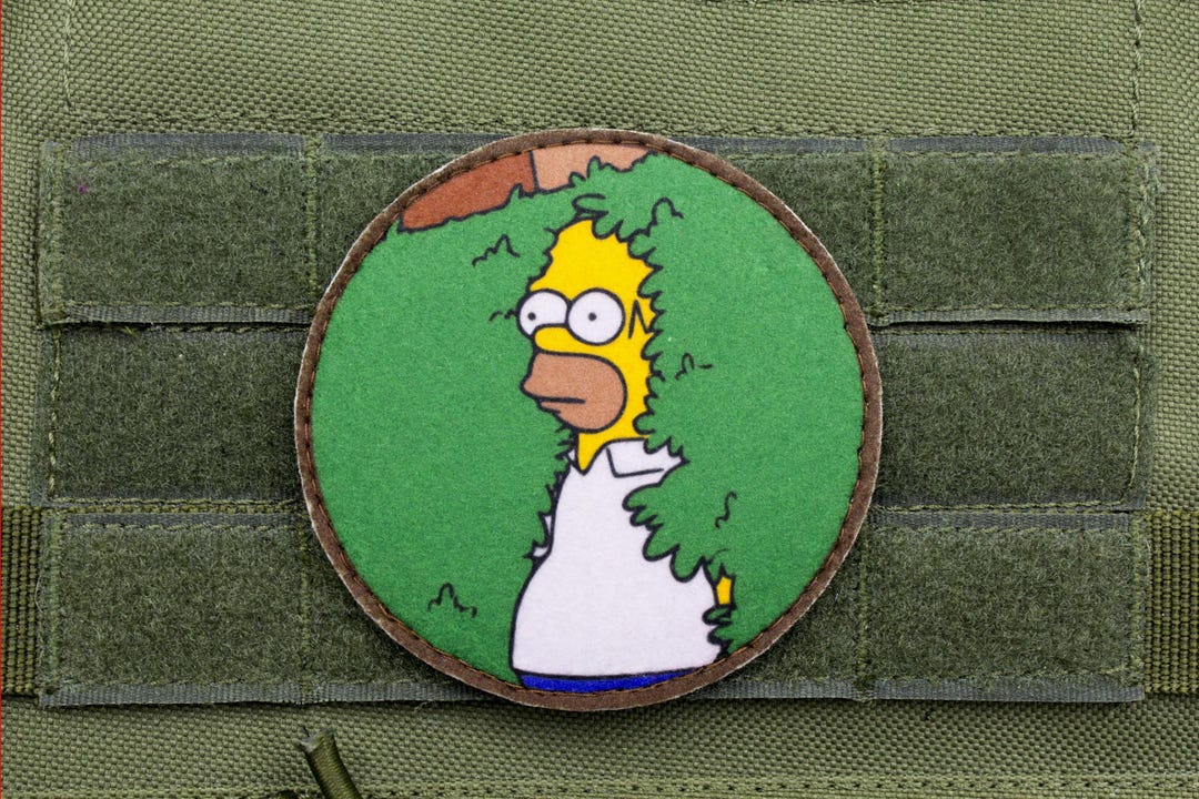 Homer Simpson Hiding in Bush Patch – 3″ Meme Morale Patch | Hook and ...
