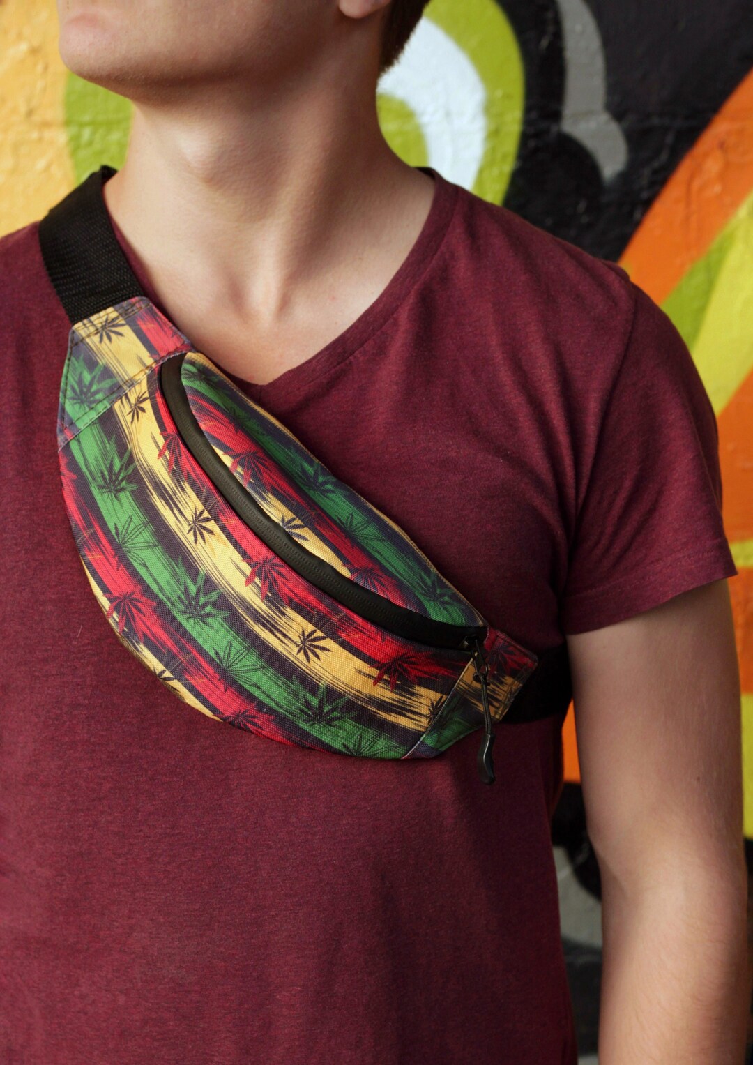 Reggae Gifts, Rasta Funny Pack Cannabis Print, Mens Cross Body Bags - Etsy