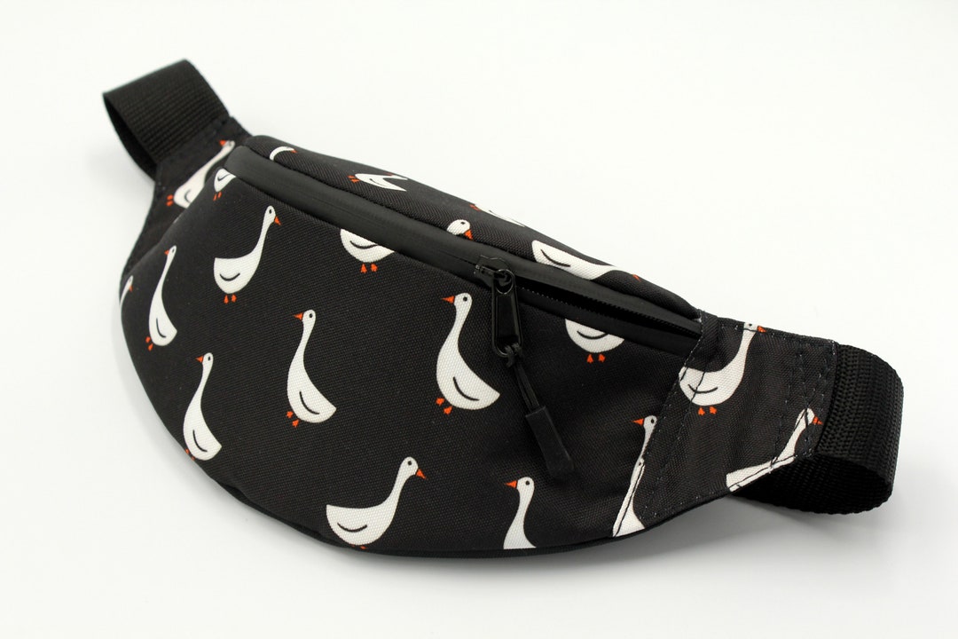Goose Fanny Pack – Black Crossbody Bag, Water-resistant - Etsy