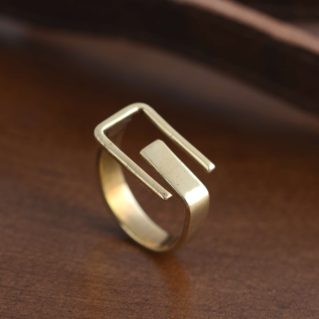 Square Ring, Geometric Ring, Open Simple Ring, Gold Square Ring, Modern ...