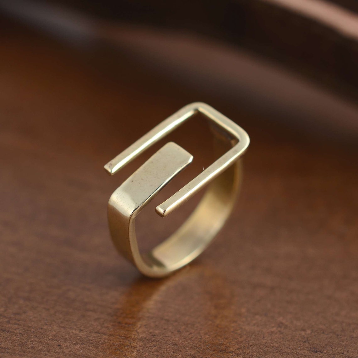 Square Ring Geometric Ring Open Simple Ring Gold Square - Etsy