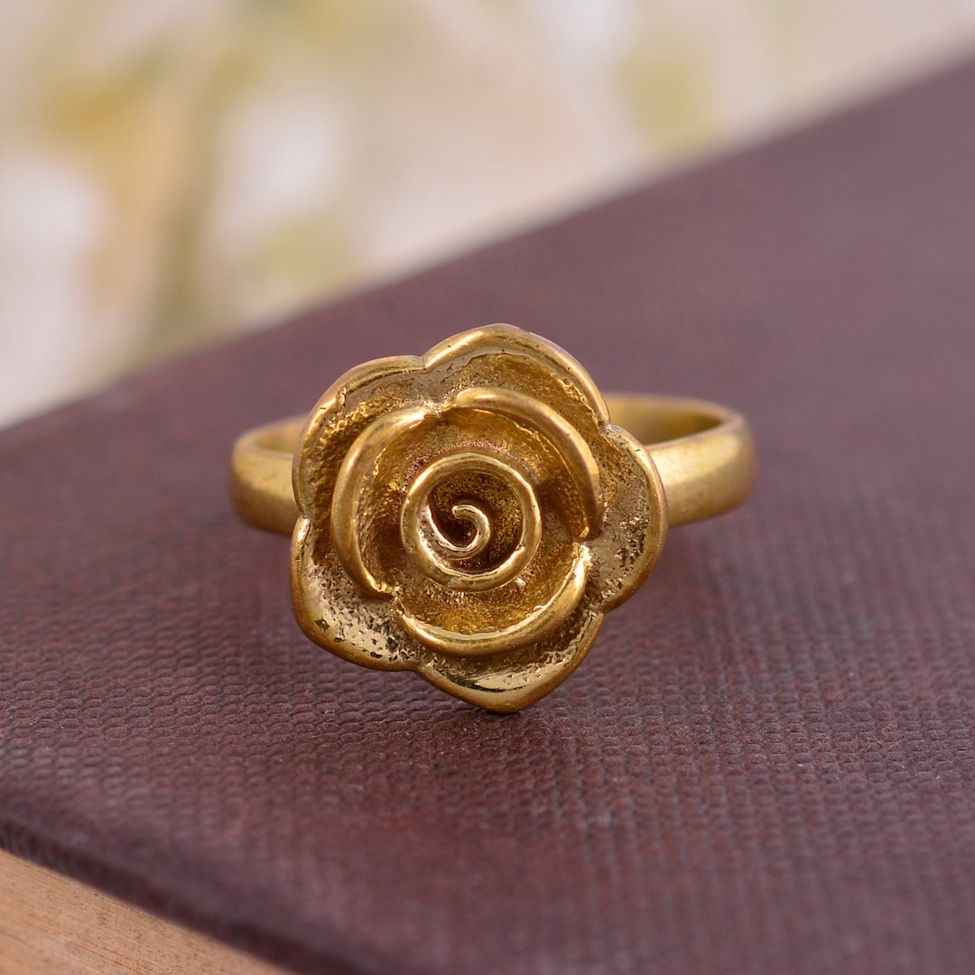 Gold Flower Ring Flower Ring Small Flower Ring Rose Ring - Etsy