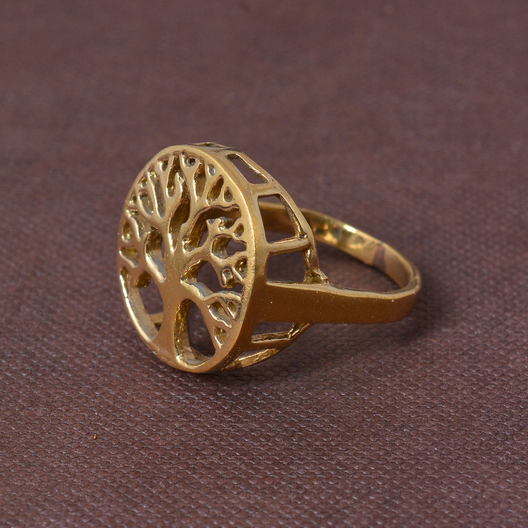 Tree of Life Ring, Engraved Tree Ring in Gold, Bridesmaid Gift, Lace ...
