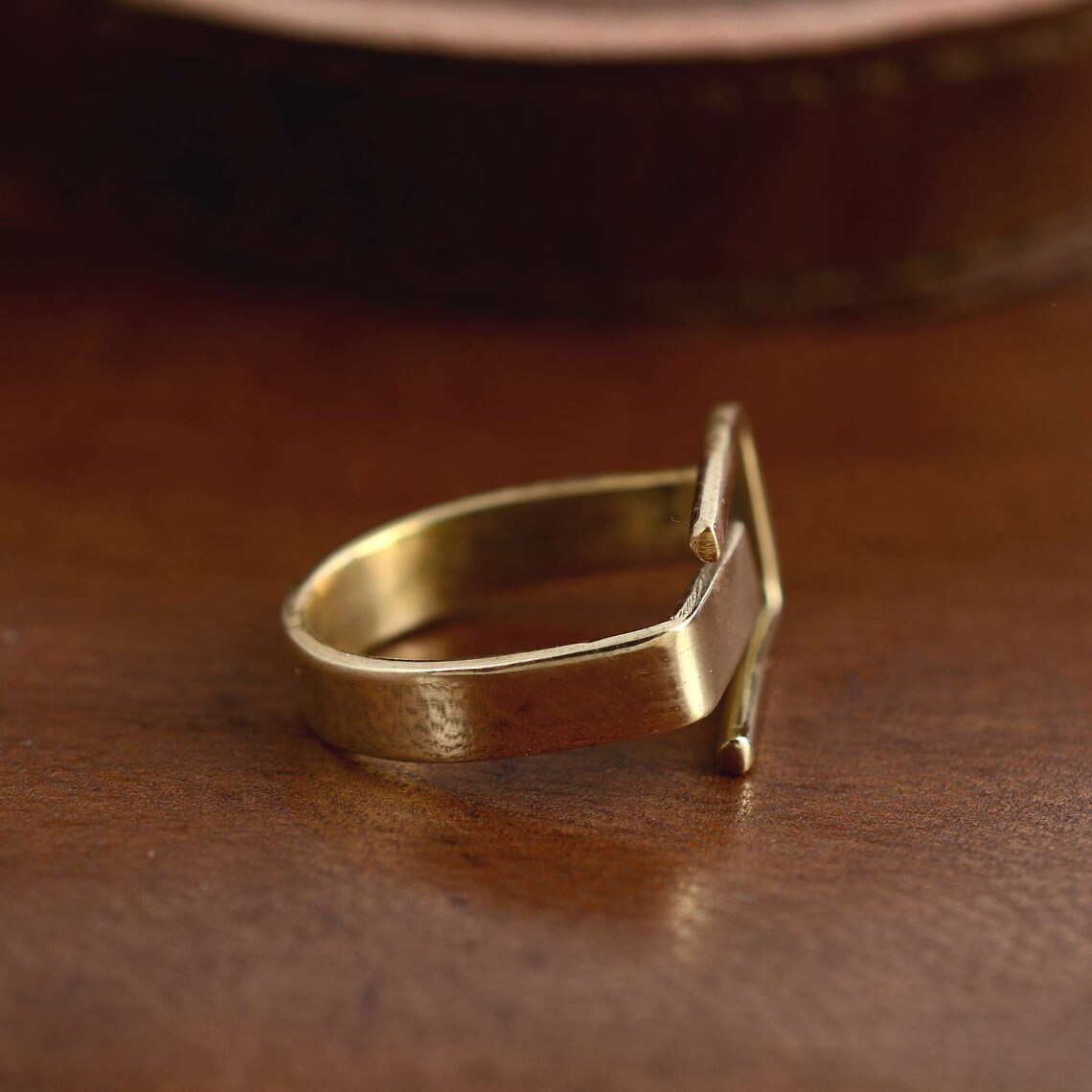 Square Ring Geometric Ring Open Simple Ring Gold Square - Etsy