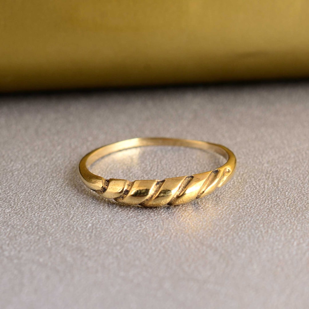 Small Croissant Ring , Twisted Bubble Ring Stacking Gold Ring for Women Unique Gift for Her ...