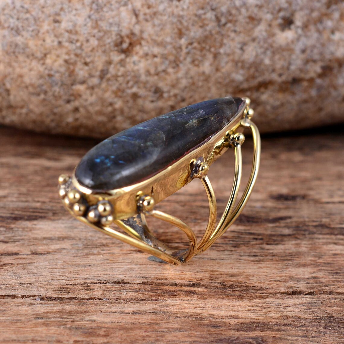 Big Labradorite Ring Women Ring Beautiful Gemstone Ring - Etsy