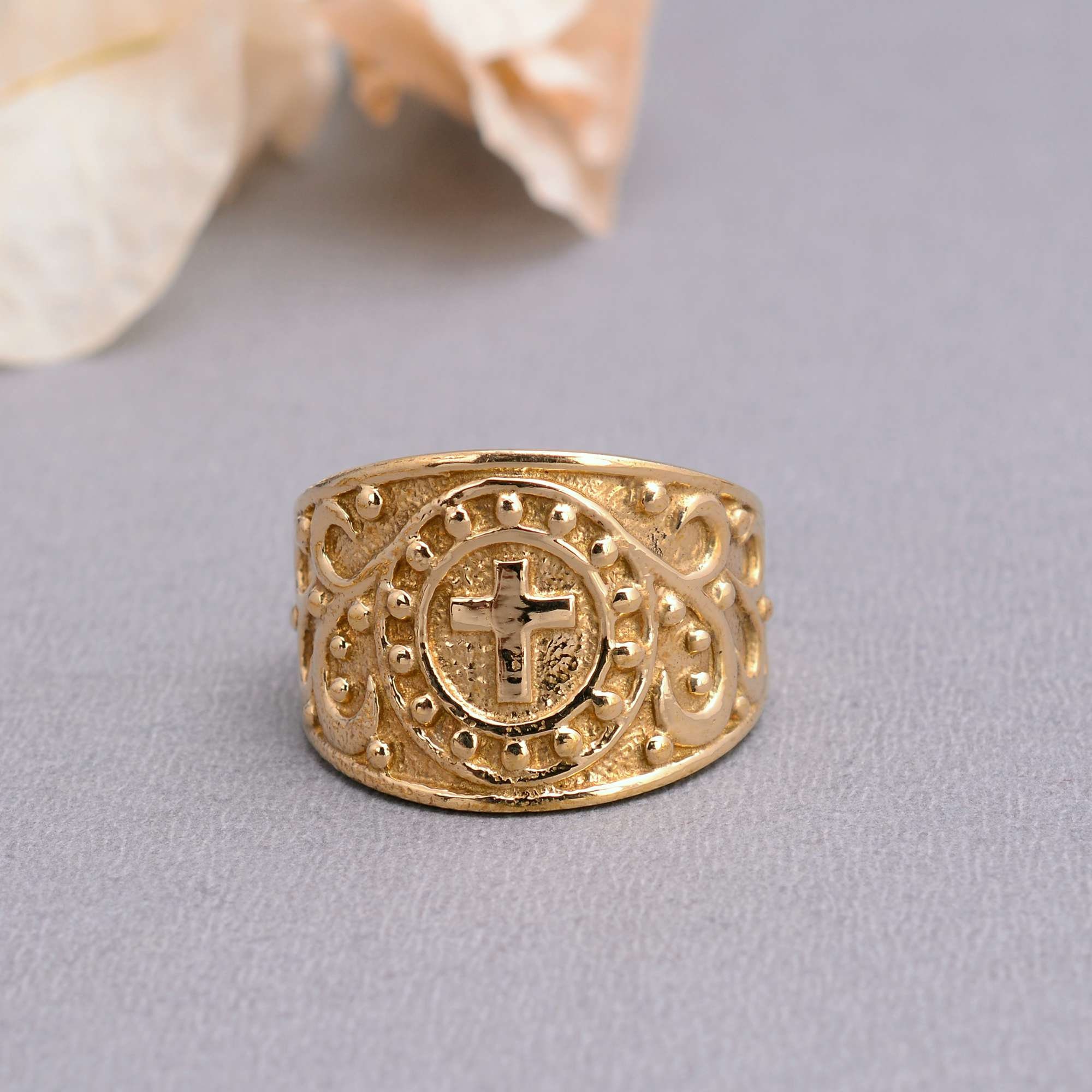 Vintage Cross Ring Stacking Ring Jesus Ring Gold Cross | Etsy