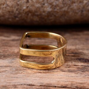 Double Row Ring, Gold Two Band Ring, Minimalist Gold Ring, Delicate ...