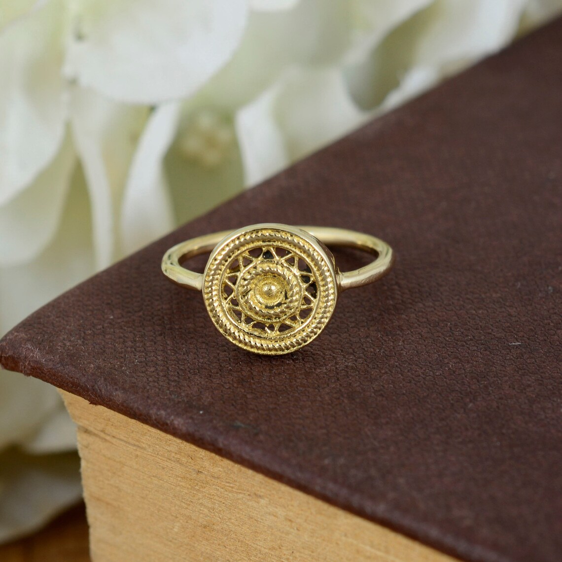 Anillo de mandala de oro chapado en oro joyería espiritual - Etsy España