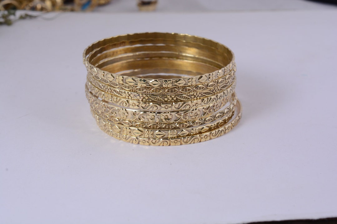 Gold Stacking Bangles, Set of 4 Stacking Bracelets, Handcrafted Bangle ...