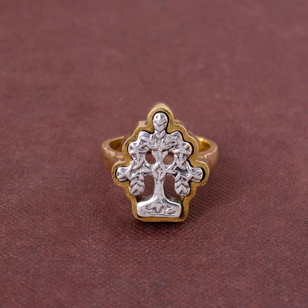 Silver Christmas Tree in Gold Ring, ,tree Ring for Women, Christmas ...