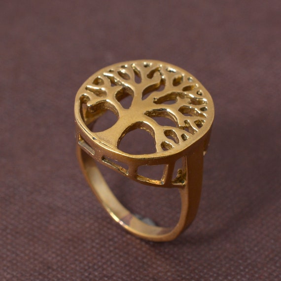 Tree Of Life Ring Engraved Tree Ring in Gold Bridesmaid | Etsy