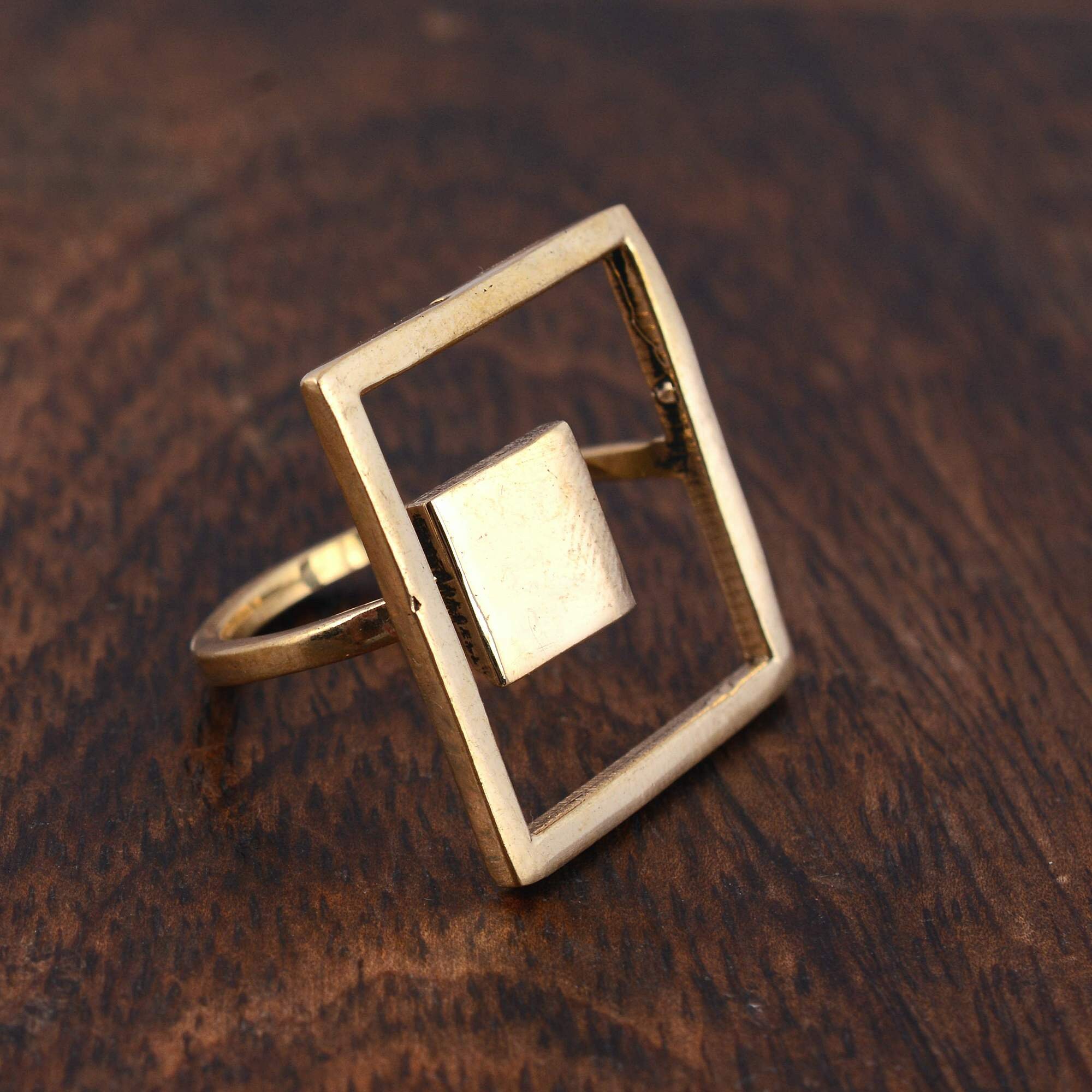 Open Square Ring Square Ring Geometric Ring Open Ring Gold - Etsy