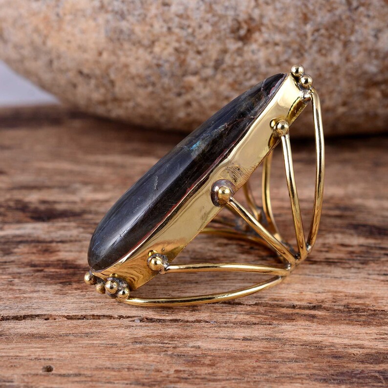 Big Labradorite Ring Women Ring Beautiful Gemstone Ring - Etsy