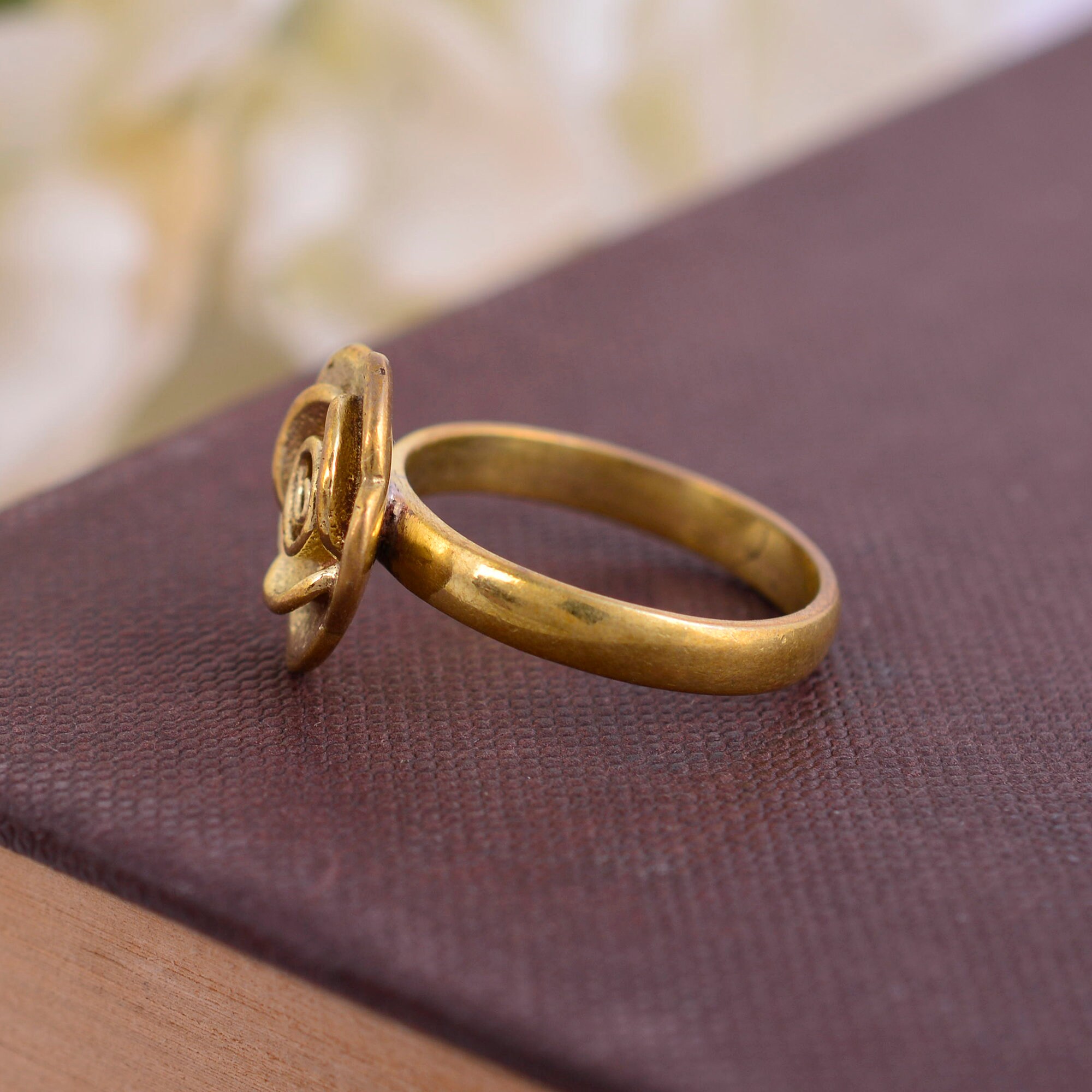 Gold Flower Ring Flower Ring Small Flower Ring Rose Ring - Etsy