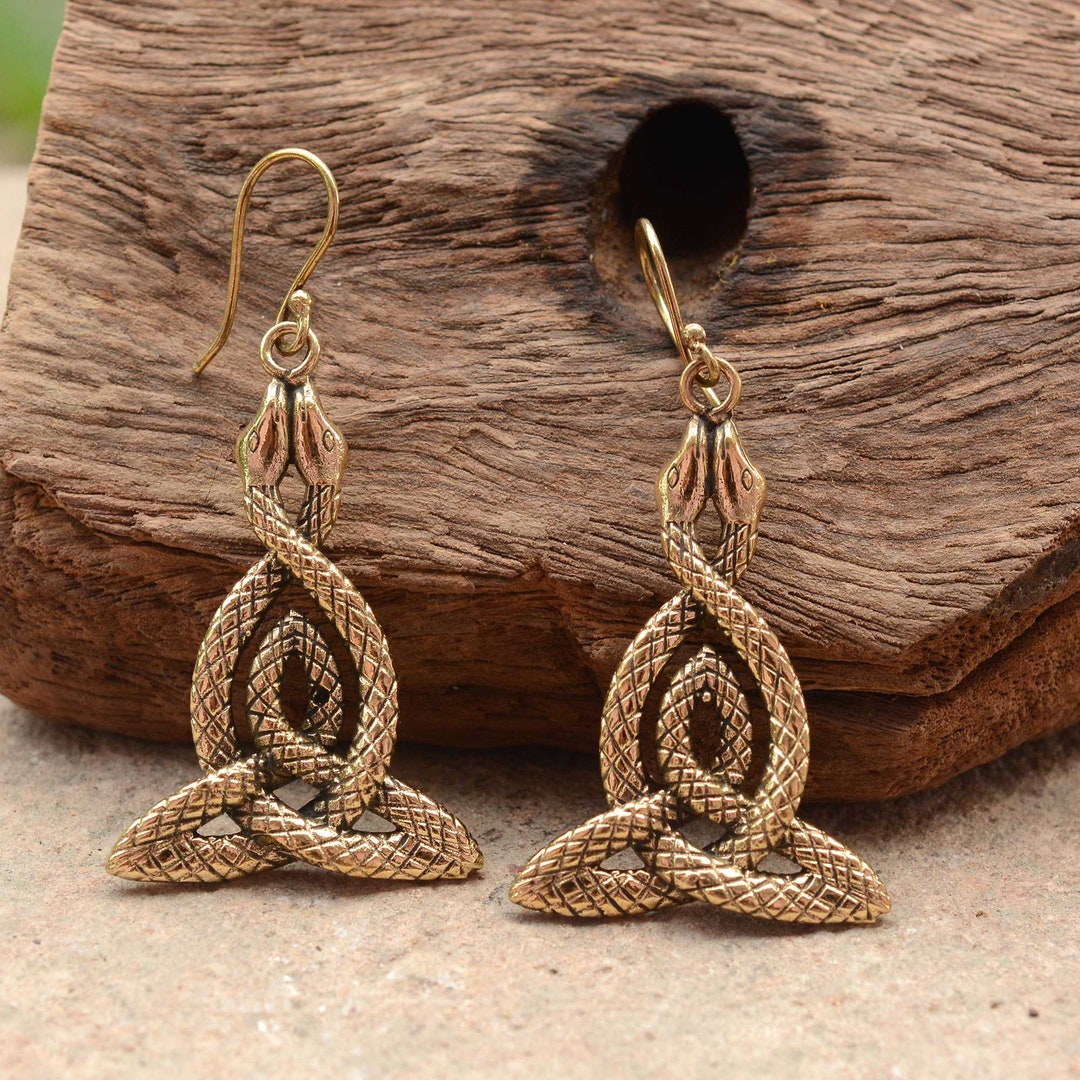 Pair of Snake Celtic Trinity Knot Earring - Etsy