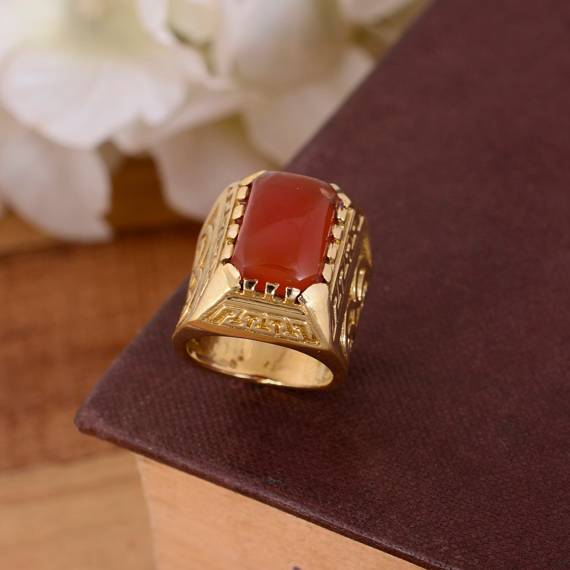 Carnelian Ring Handmade Ring Men Ringgold Polishmen - Etsy