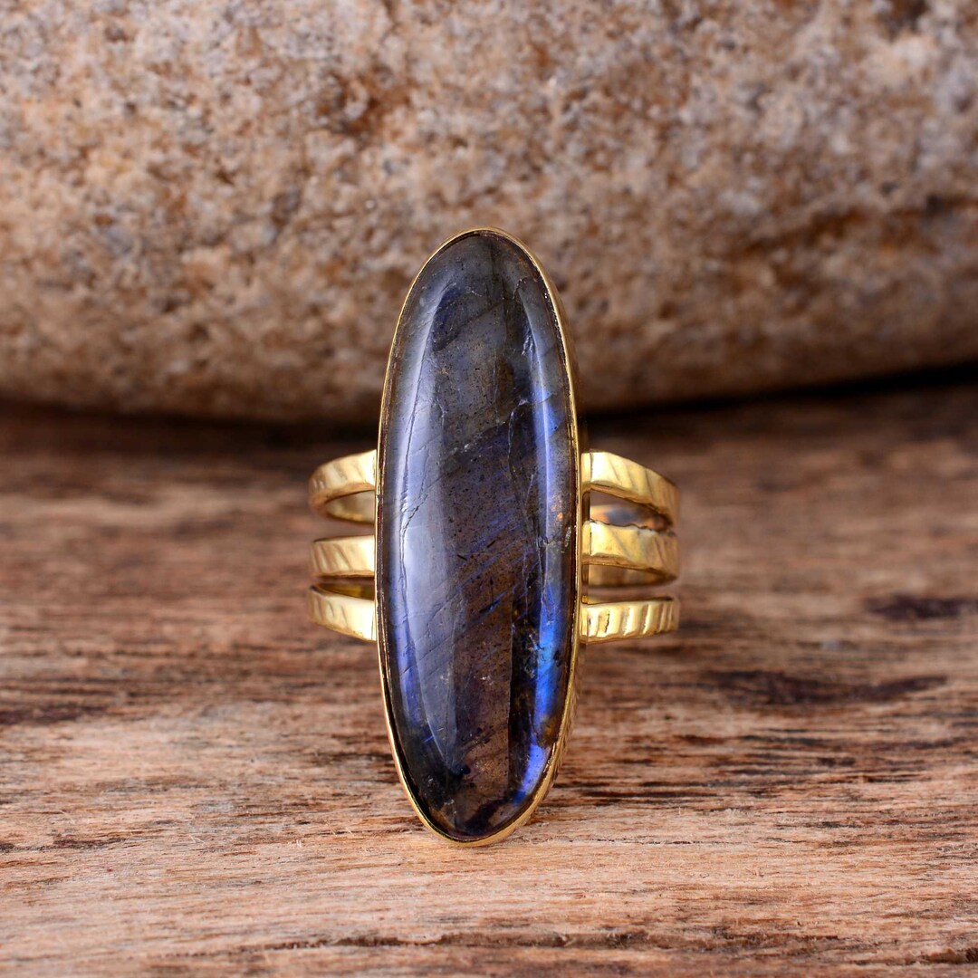 Big Labradorite Ring, Women Ring, Beautiful Gemstone Ring, Statement ...