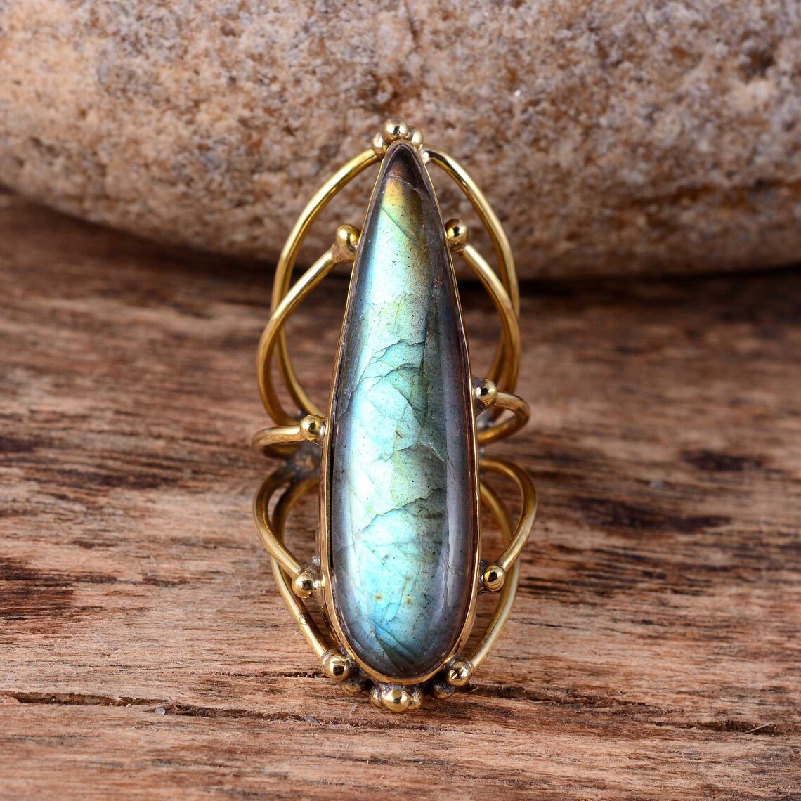 Big Labradorite Ring Women Ring Beautiful Gemstone Ring - Etsy