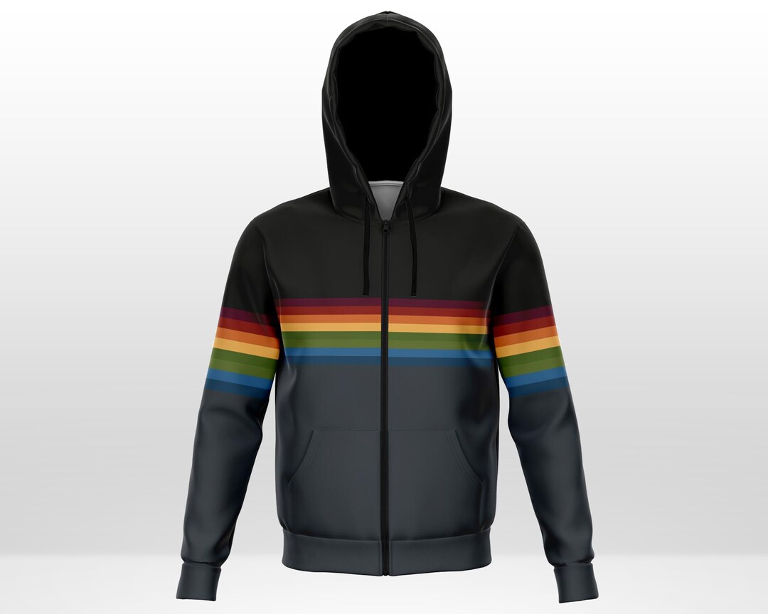 Rainbow Stripe Zip Hoodie Rave EDM Rave Festival Zip up Hoodie Pride ...