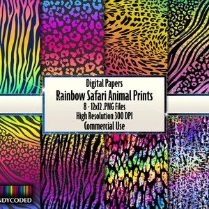 Rainbow Animal Print Safari Digital Paper Instant Download - Etsy