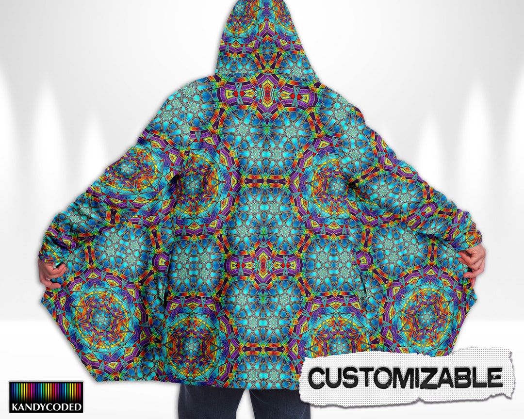 Rave Sherpa EDM Cloak Psychedelic Festival Jacket Customizable Trippy ...