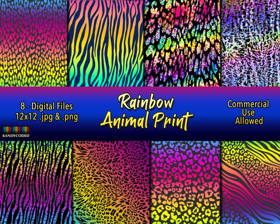 Rainbow Animal Print Safari Digital Paper Instant Download | Etsy