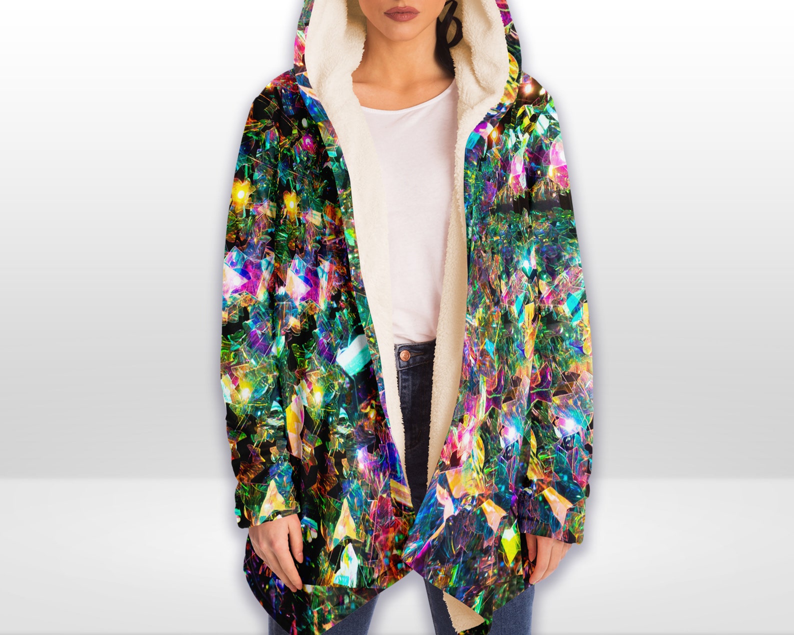 Rave Cloak With Hood Festival Jacket Cape Psychedelic | Etsy