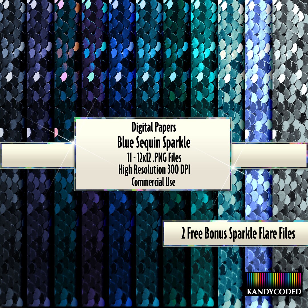 Glam Blue Glitter Digital Paper Sequin Texture Papers Shiny - Etsy