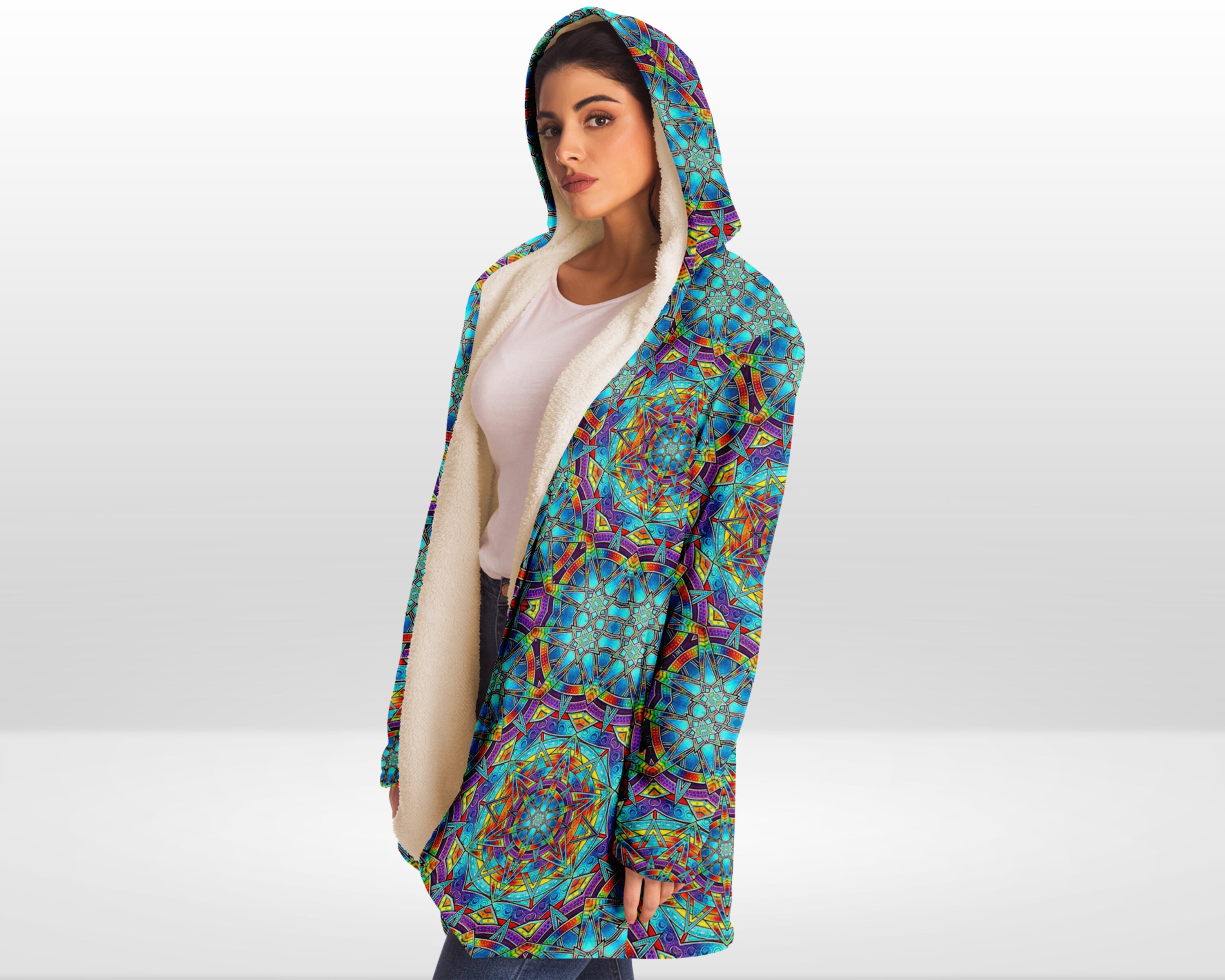 Rave Sherpa EDM Cloak Psychedelic Festival Jacket - Etsy