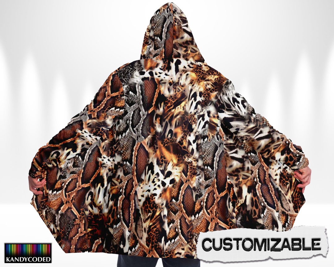 Animal Print Rave Cloak With Hood Micro-mink 100% Polyester and Ultra ...