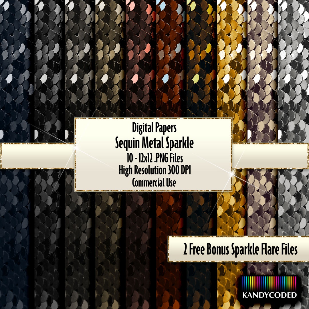 Glam Glitter Sequin Digital Paper, Sequin Texture Papers, Silver & Gold ...