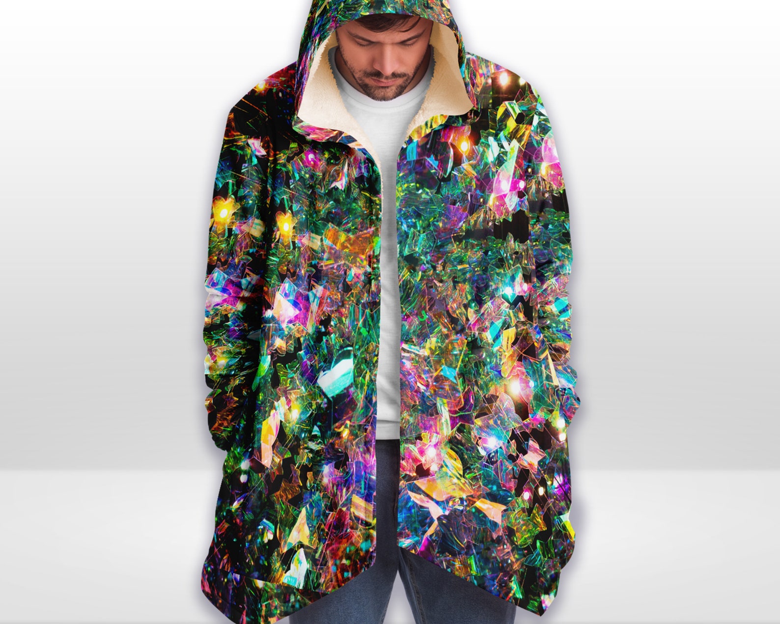 Rave Cloak With Hood Festival Jacket Cape Psychedelic - Etsy